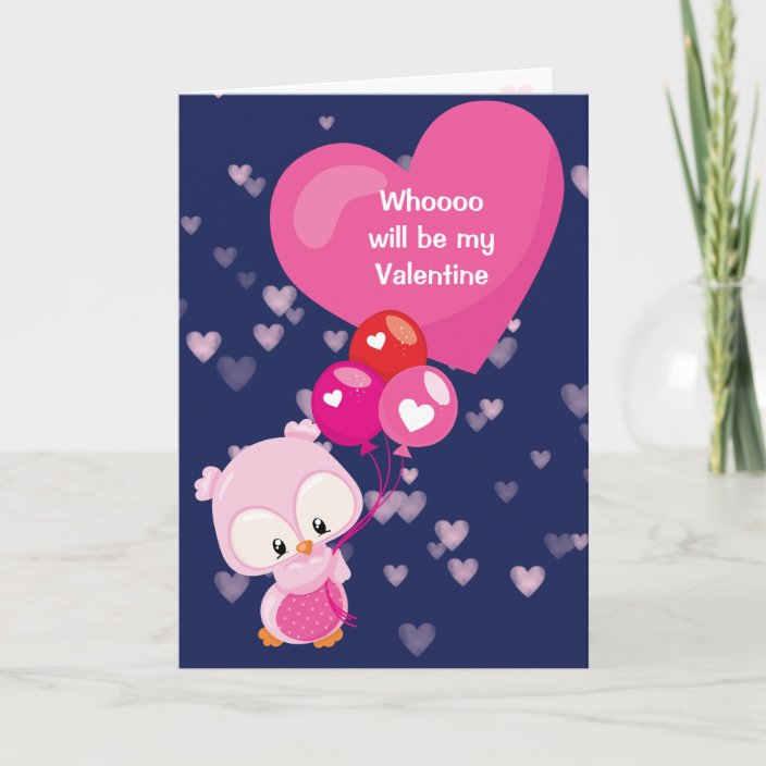 Cute Owl Who Will Be My Valentine Card | Zazzle.com