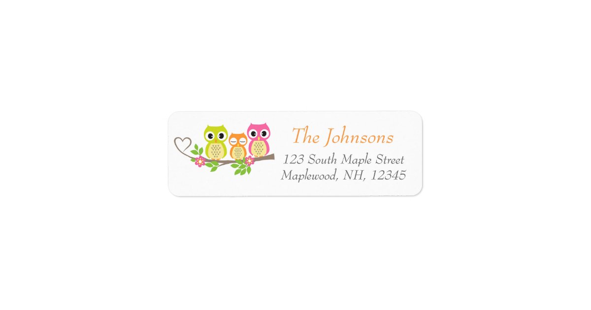 cute owls address labels-white label | Zazzle