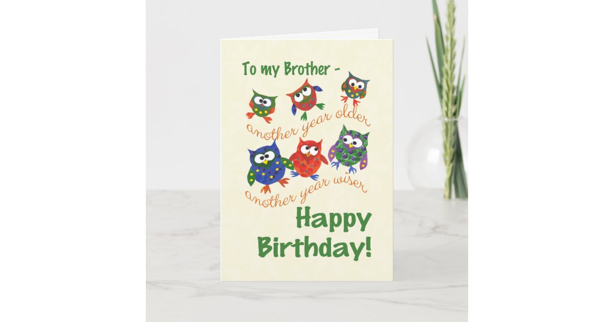 Cute Owls Birthday Card for a Brother | Zazzle