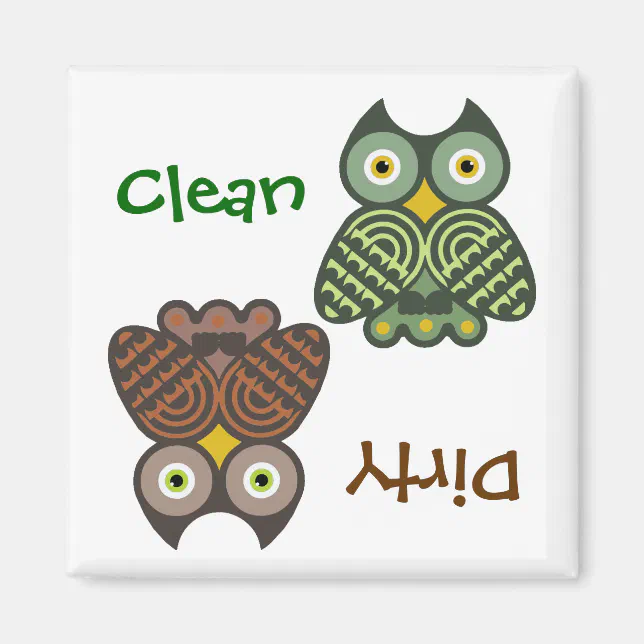 Cute Owls Clean Dirty Dishwasher Magnet | Zazzle