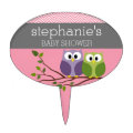 Cute Owls on Branch Baby Girl Shower Pink Cake Topper | Zazzle