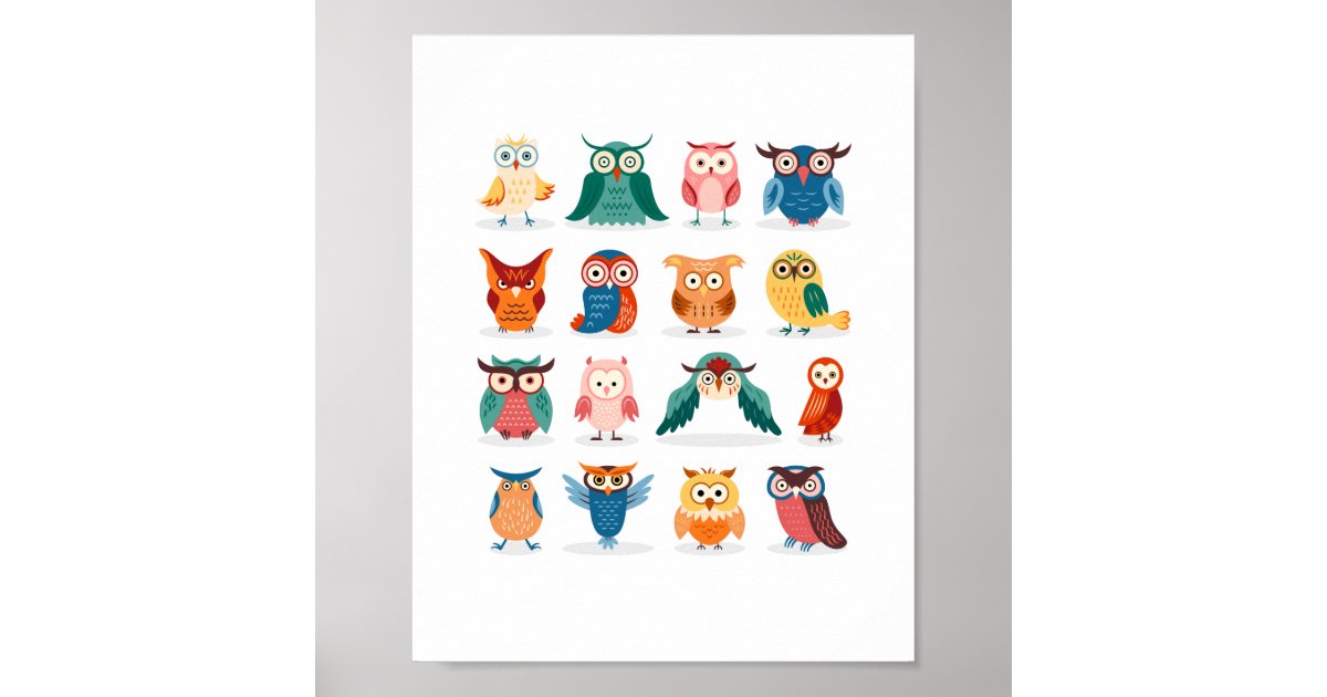Cute Owls Poster | Zazzle