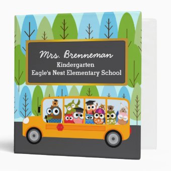 Cute Owls School Bus Binder | Zazzle