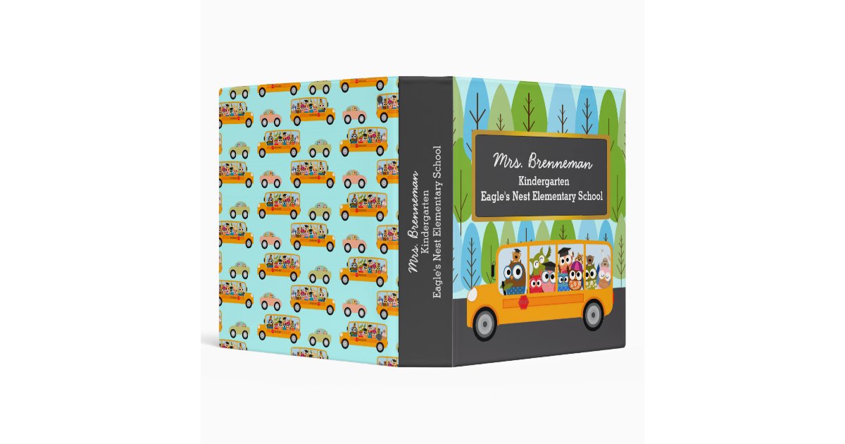 Cute Owls School Bus Binder | Zazzle