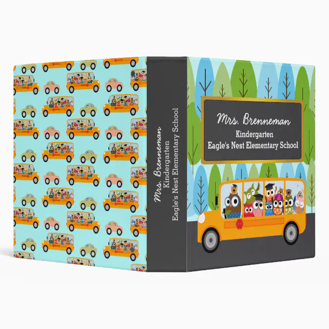 Cute Owls School Bus Binder | Zazzle