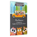 Cute Owls School Bus Personalized Teacher Clipboard | Zazzle