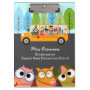 Cute Owls School Bus Personalized Teacher Clipboard | Zazzle