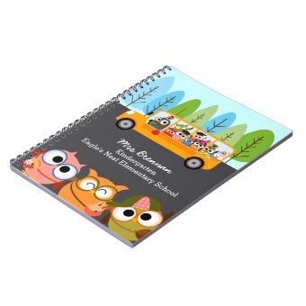 Cute Owls School Bus Personalized Teacher Notebook | Zazzle