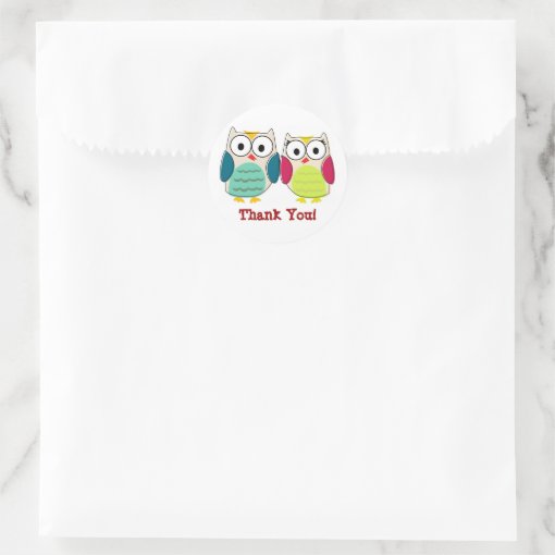 Cute Owls Thank You Stickers | Zazzle