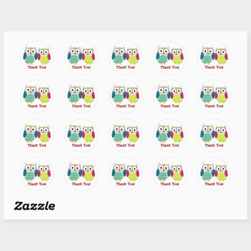 Cute Owls Thank You Stickers | Zazzle