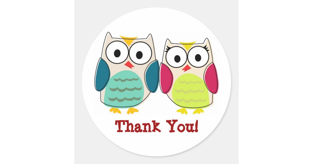 Cute Owls Thank You Stickers | Zazzle