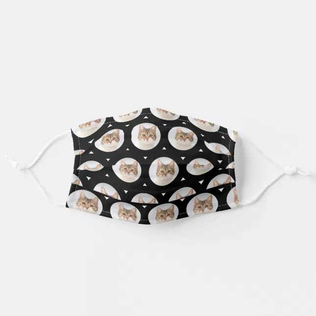 Cute Own Pet Photo Black Cat or Dog Adult Cloth Face Mask | Zazzle