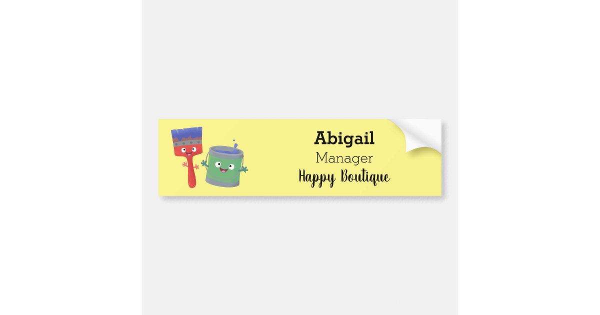 Cute paintbrush and paint cartoon characters bumper sticker | Zazzle