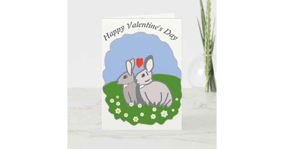 Cute Pair of Rabbits Valentine's Day Card | Zazzle