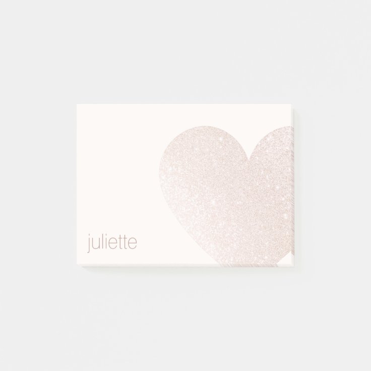 Cute Pale Pink Glitter Heart Post-it Notes | Zazzle