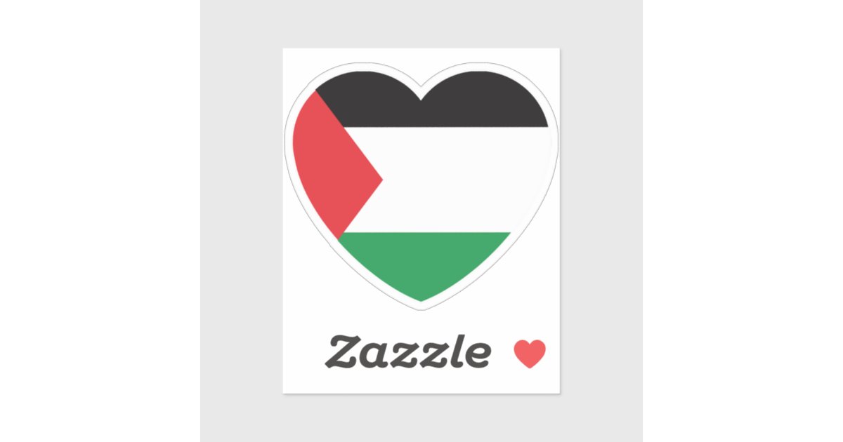 cute palestine flag heart graphic design sticker | Zazzle