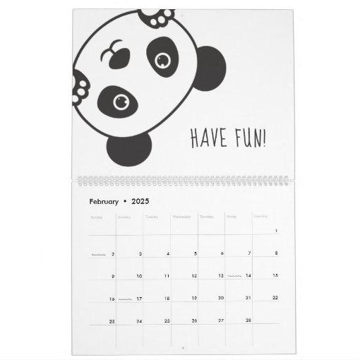 Cute Panda Animal Motivation Inspiration Kids Calendar | Zazzle