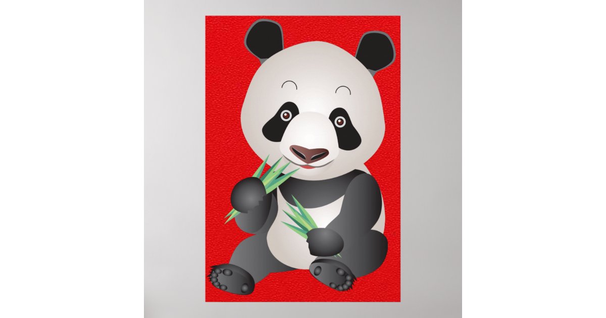 cute panda bear art poster | Zazzle