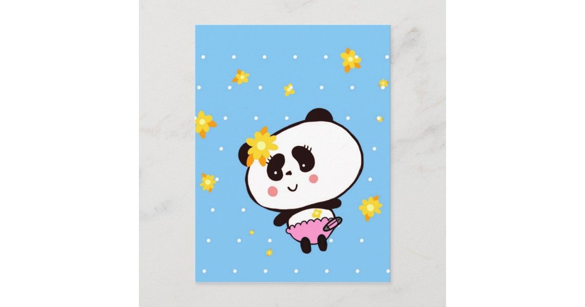 Cute Panda Bear Baby Kawaii Art by LeahG Postcard | Zazzle