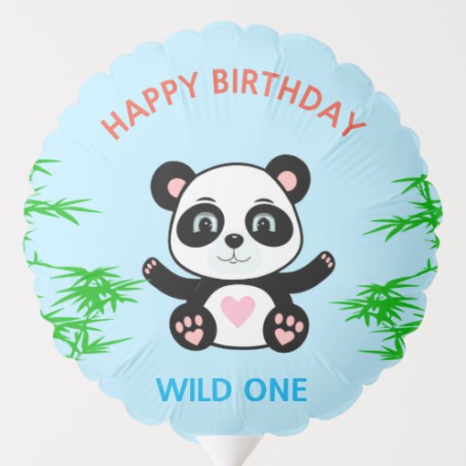 Cute Panda Bear & Bamboo on Baby Birthday Balloon | Zazzle
