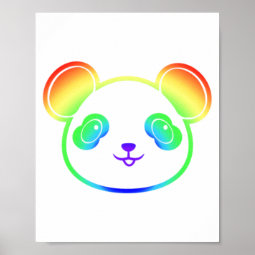Cute Panda Bear In The Colors Of The Rainbow Poster | Zazzle