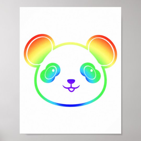 Cute Panda Bear In The Colors Of The Rainbow Poster | Zazzle.com