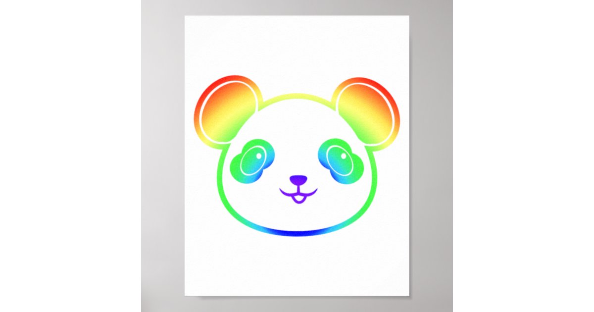 Cute Panda Bear In The Colors Of The Rainbow Poster | Zazzle