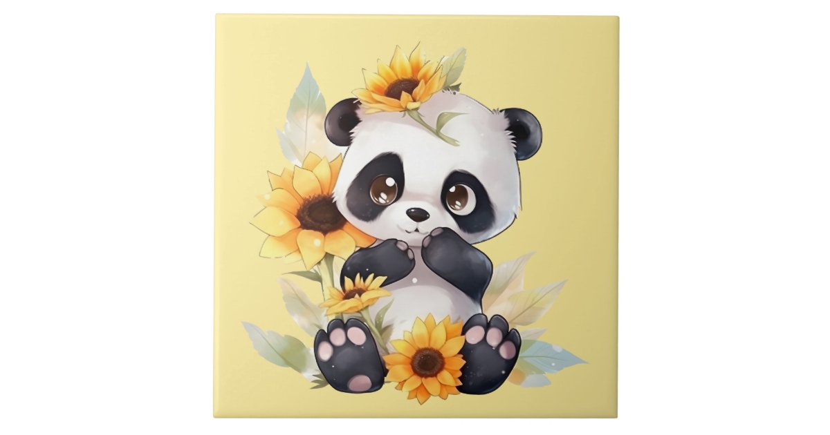 cute Panda bear lovers Ceramic Tile | Zazzle