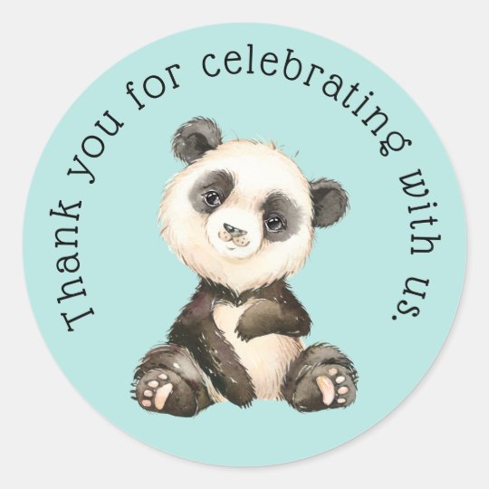 Cute Panda Bear Thank You Classic Round Sticker | Zazzle