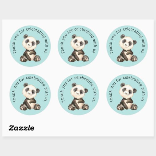 Cute Panda Bear Thank You Classic Round Sticker | Zazzle