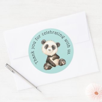 Cute Panda Bear Thank You Classic Round Sticker | Zazzle
