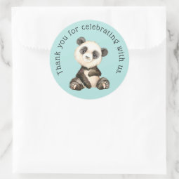Cute Panda Bear Thank You Classic Round Sticker | Zazzle