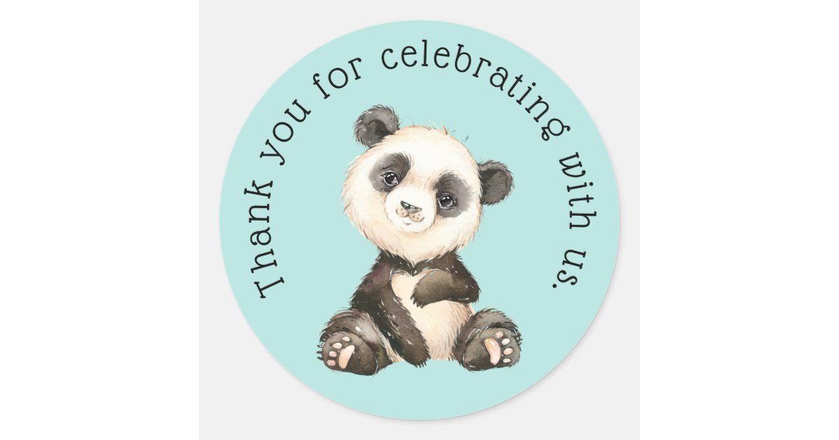 Cute Panda Bear Thank You Classic Round Sticker | Zazzle