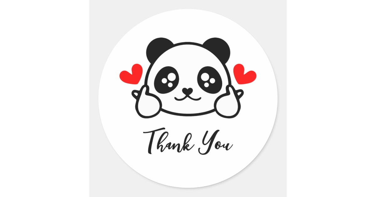 Cute Panda Bear Thank You Classic Round Sticker | Zazzle