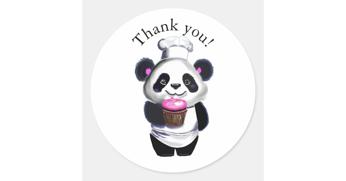 Cute Panda Bear Thank You Sticker | Zazzle
