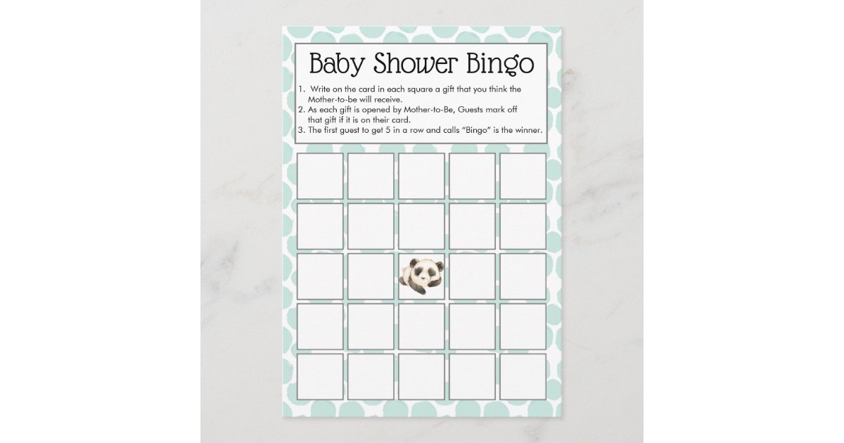 Cute Panda Bears Baby Shower Bingo Game Invitation | Zazzle