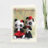 Cute Panda Bears Couple Anniversary Greeting Card | Zazzle