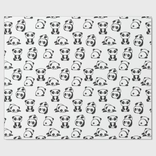 Cute Panda Bears Pattern Wrapping Paper | Zazzle