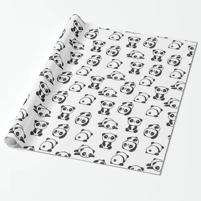 Cute Panda Bears Pattern Wrapping Paper | Zazzle