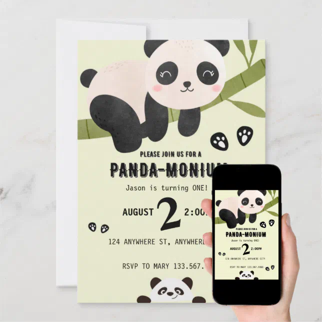 Cute Panda Birthday Invitation | Zazzle