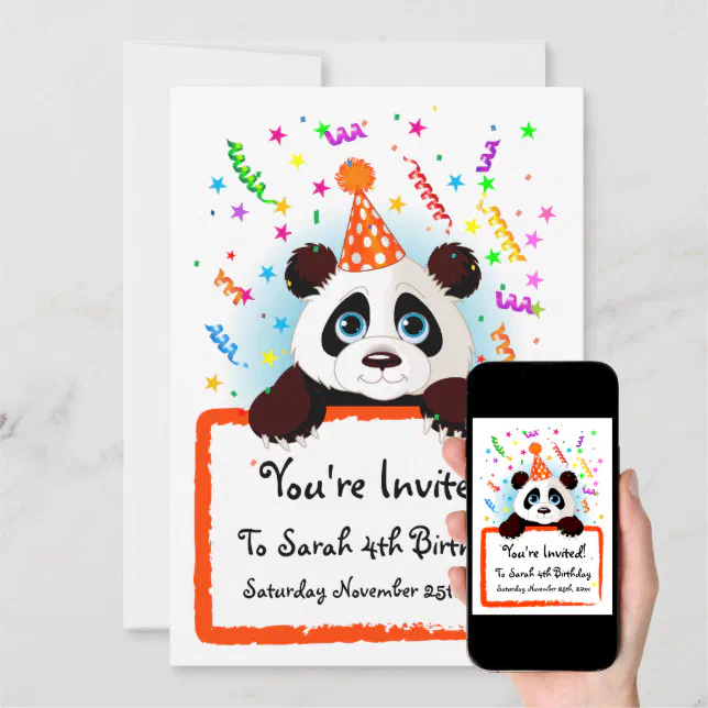 Cute Panda Birthday Invites | Zazzle