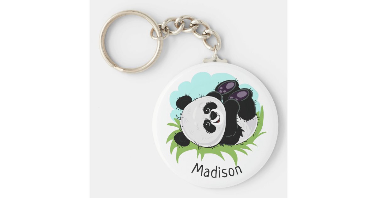 Cute Panda custom name key chains | Zazzle