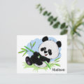 Cute Panda custom name postcard | Zazzle