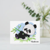 Cute Panda custom name postcard | Zazzle