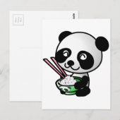 Cute Panda Eating Rice from Bowl with Chopsticks Postcard | Zazzle
