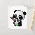 Cute Panda Eating Rice from Bowl with Chopsticks Postcard | Zazzle