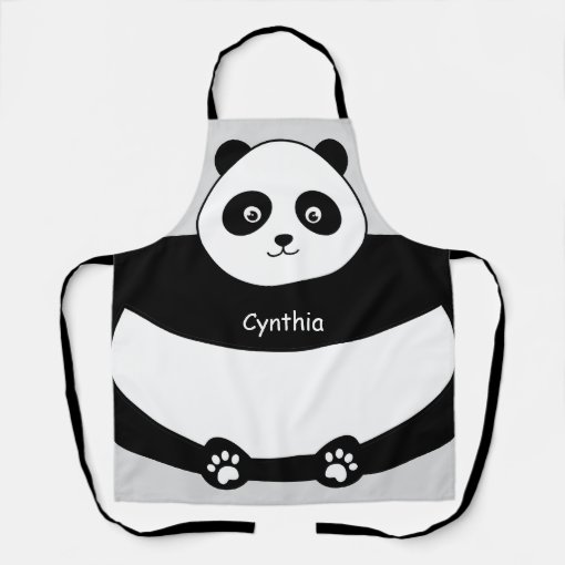Cute Panda Face Funny All-Over Print Apron | Zazzle