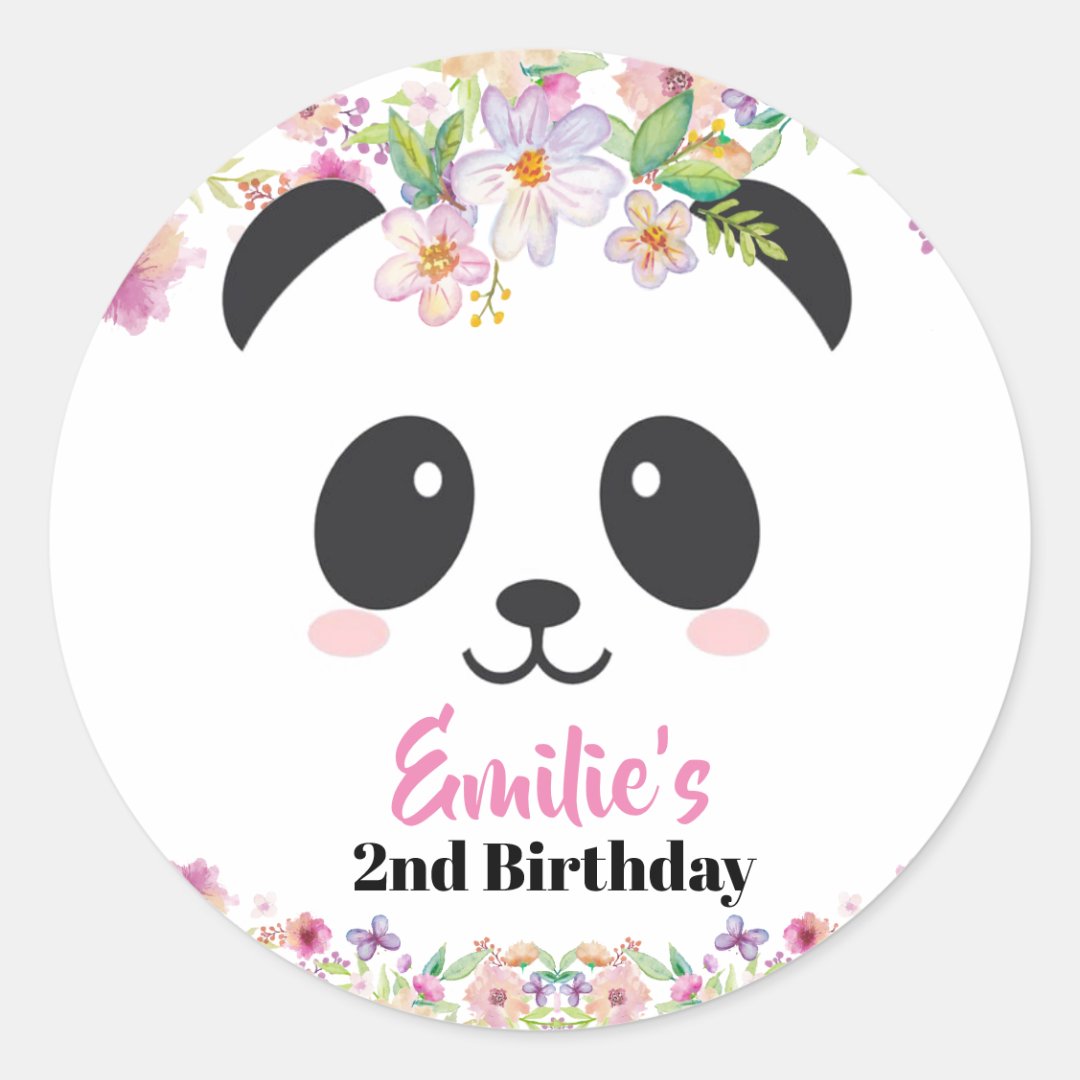 Cute Panda Girl Birthday Party Classic Round Sticker | Zazzle