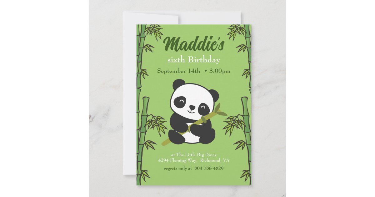 Cute Panda Kiddie Birthday Party Invitation | Zazzle