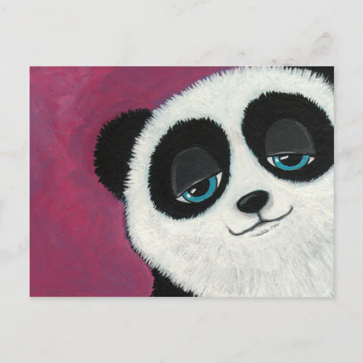 Cute Panda On Pink Postcard | Zazzle